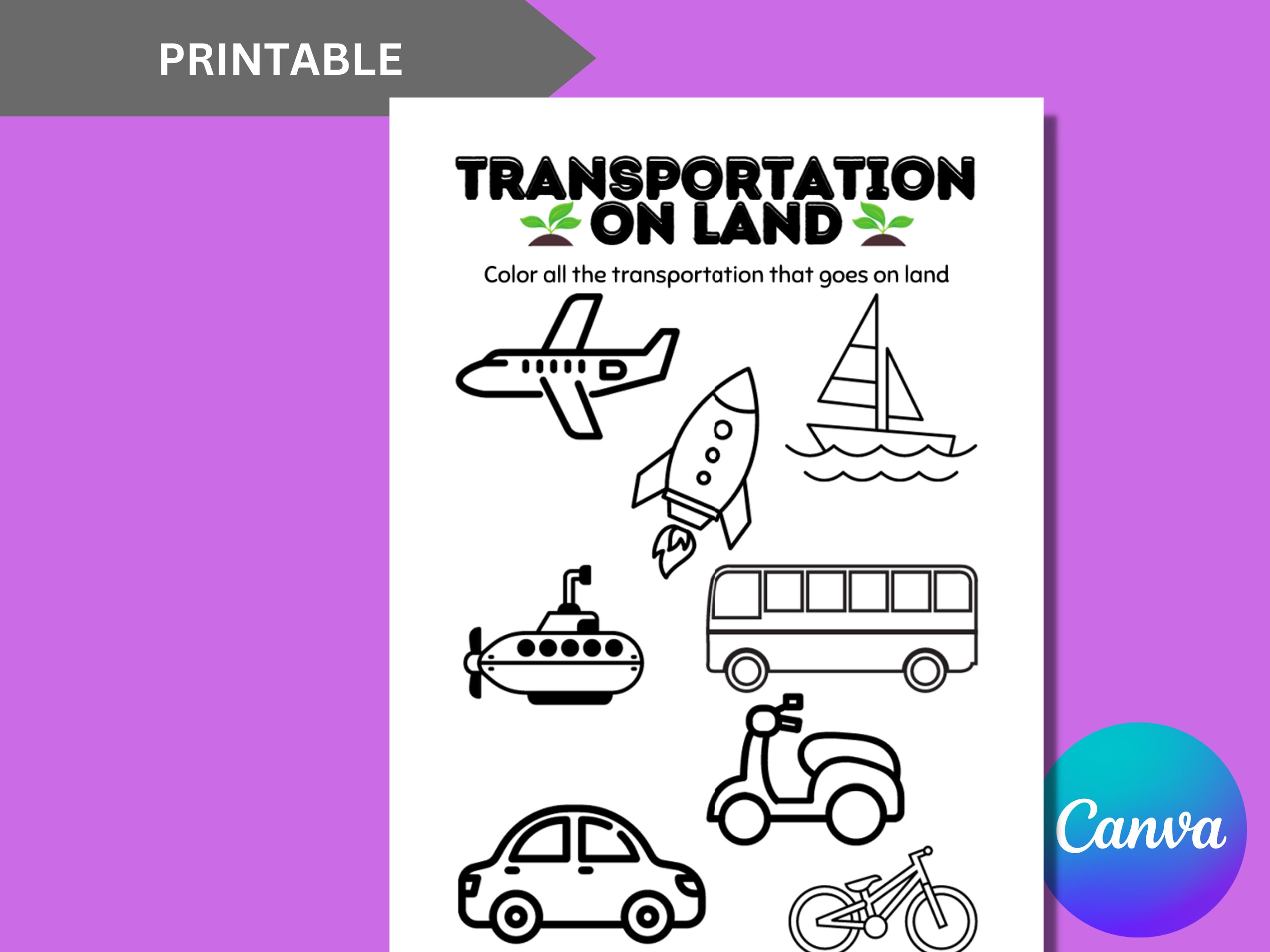 Transportation Colouring Pages Printable Transportation - Etsy