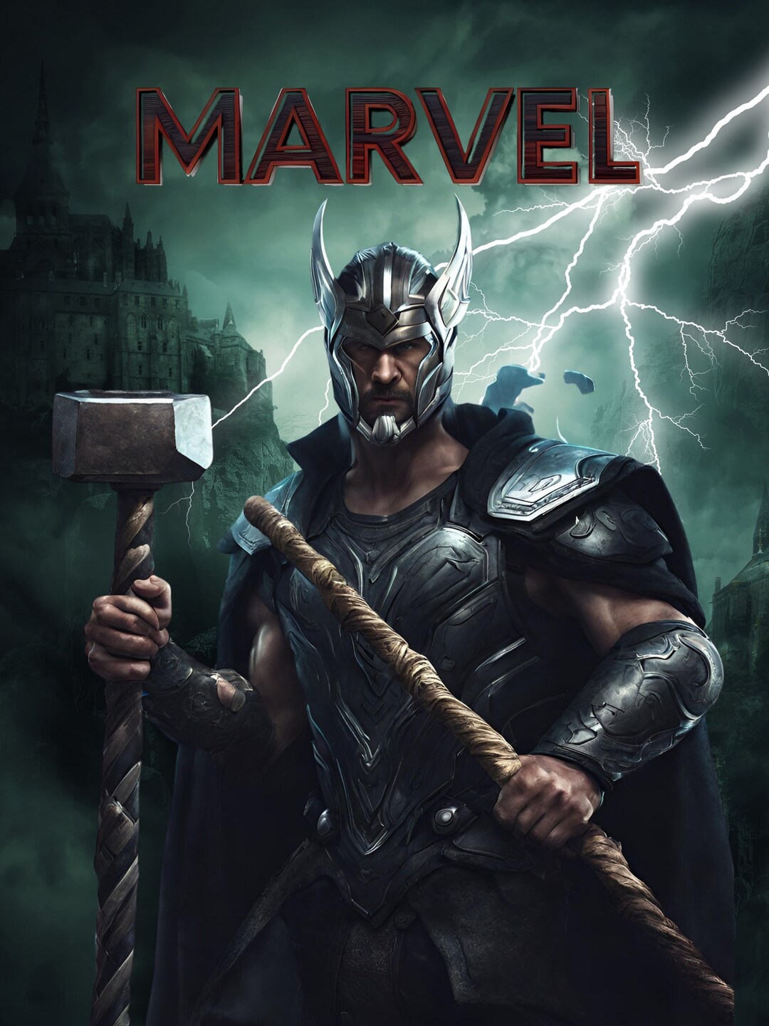 Thor Digital Download Poster, Marvel Fan Fantasy Art, Thor God of ...