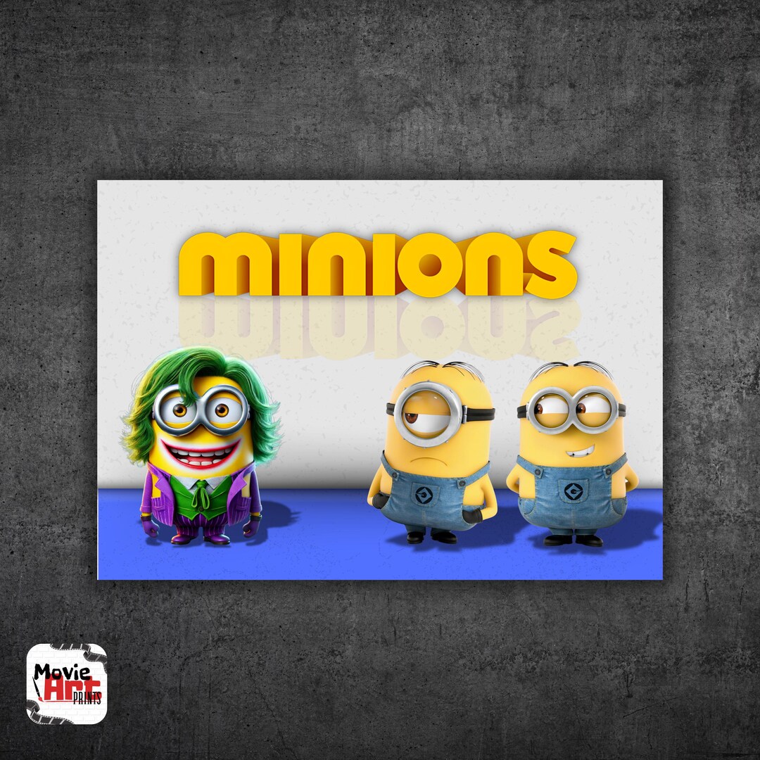 Minion Joker Duo Poster, Funny Minion Art, 4K Cartoon Villain Decor ...