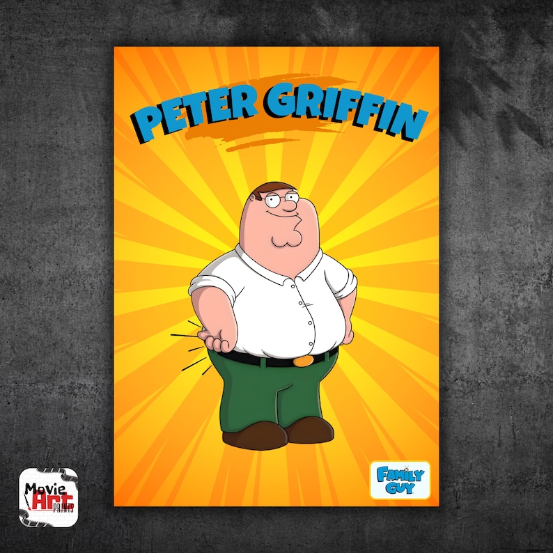 Peter Griffin Poster, Family Guy Digital Art, Cartoon Wall Decor, Funny ...