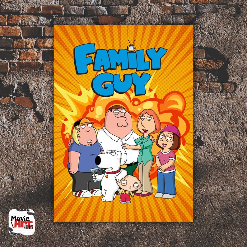 Family Guy Poster, Cartoon Movie Print, Instant Download, Printable ...