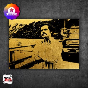 Pablo Escobar Monochrome Gold Art, Powerful Life Art, Rich Man Wall Art ...