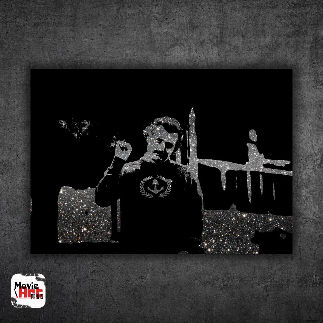 Pablo Escobar Monochrome Silver Sparkle Portrait | Cigar Smoking ...