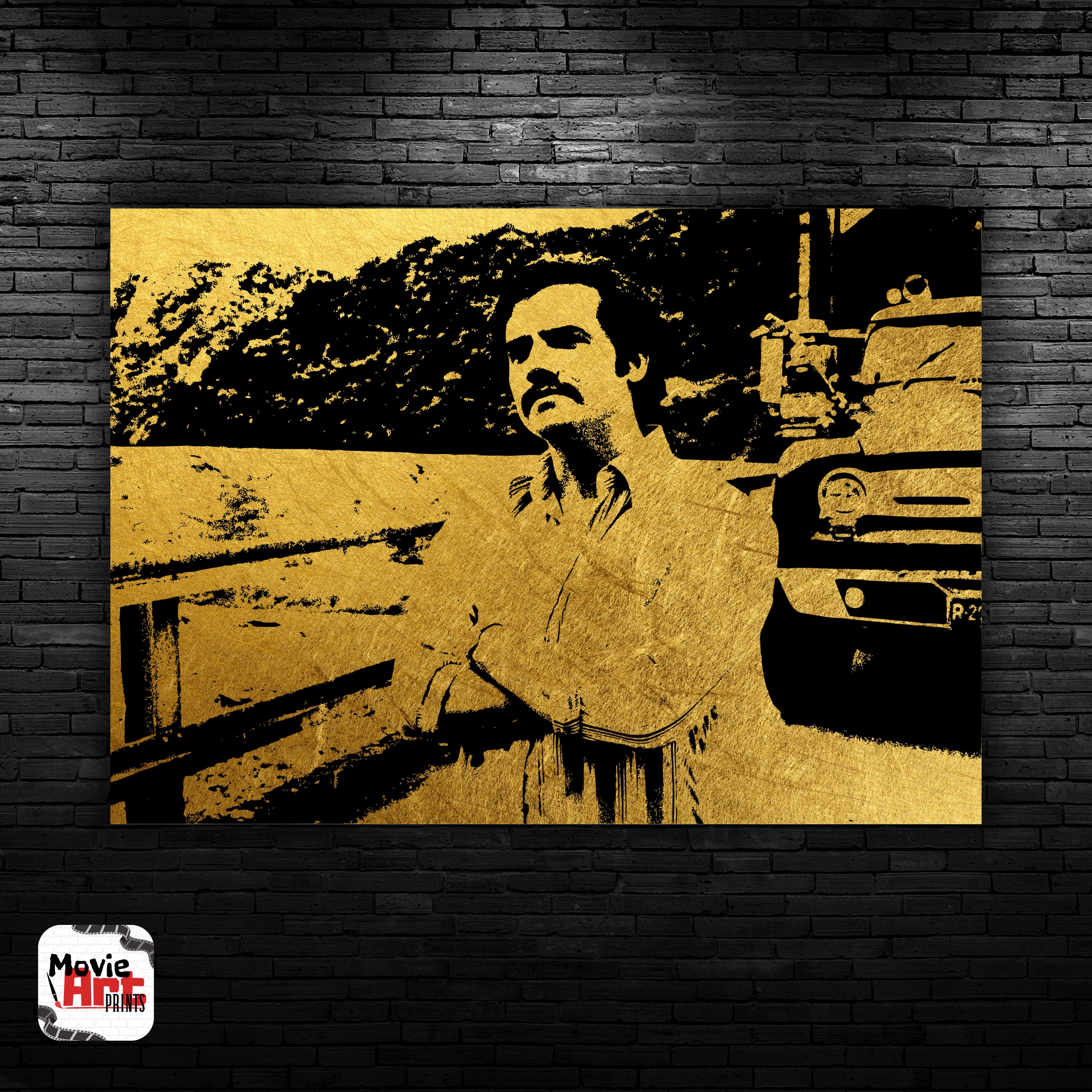 Pablo Escobar Monochrome Gold Art, Powerful Life Art, Rich Man Wall Art ...