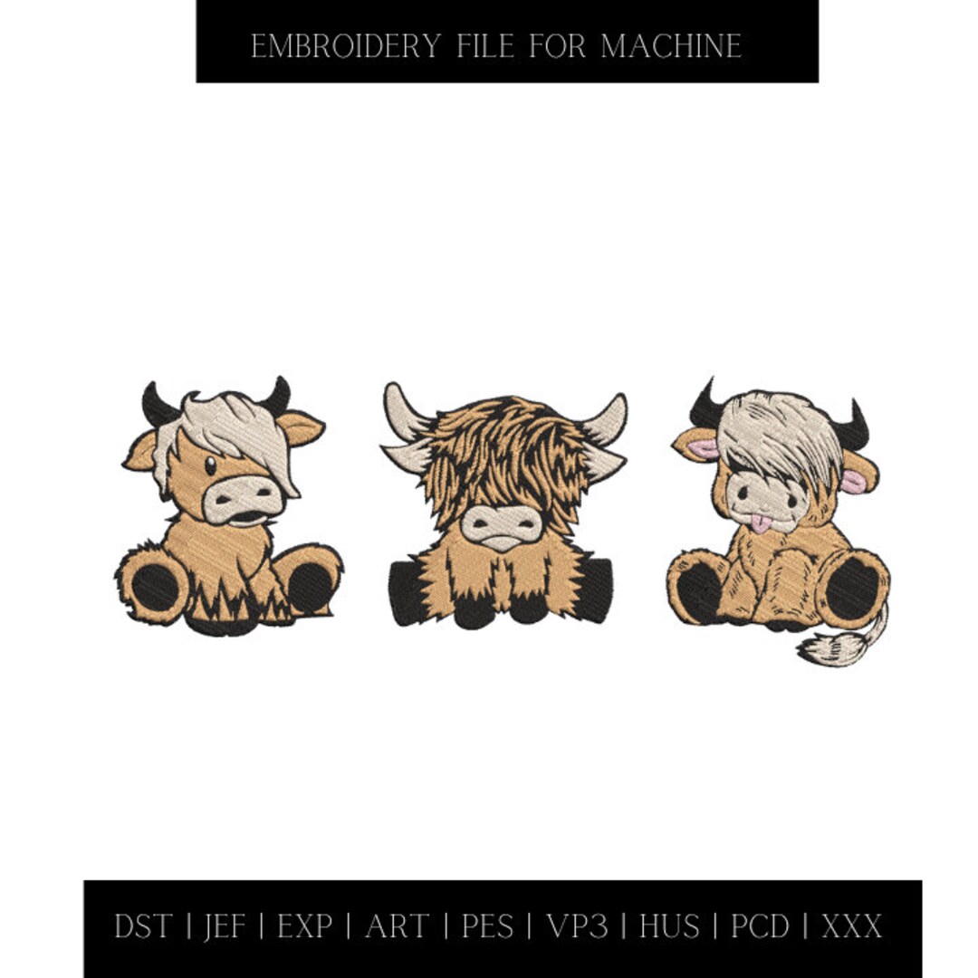 Cow Embroidery Designs Highland Cow Embroidery Pattern - Etsy UK