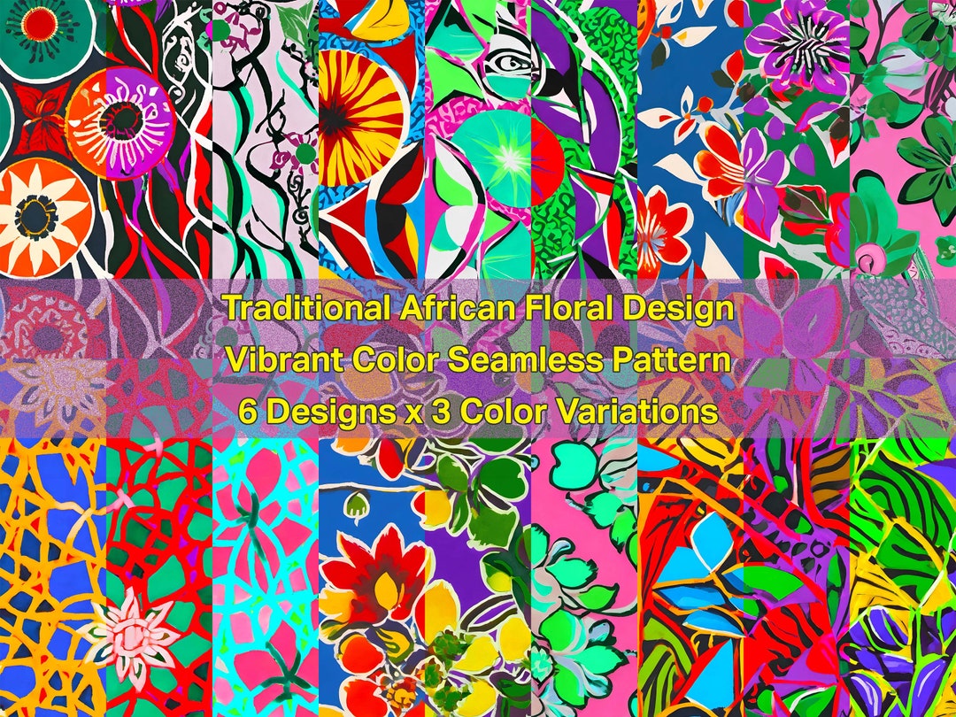 Traditional African Floral Design Vibrant Color Seamless - Etsy