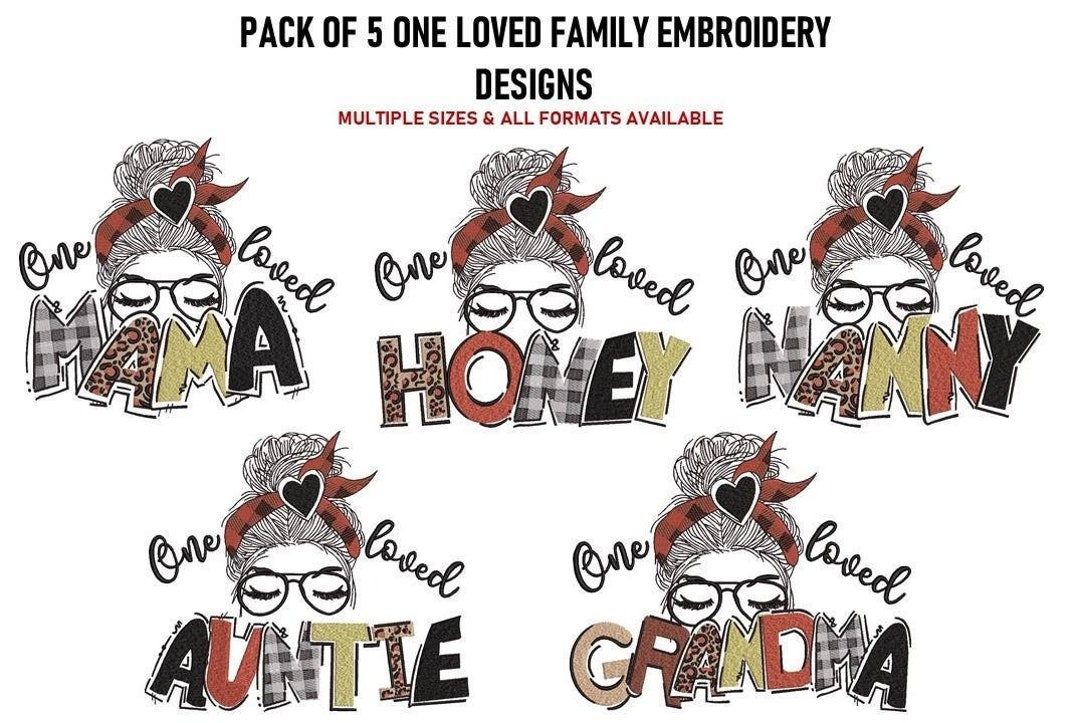 Family Machine Embroidery Design, Pack of Five Love Family Embroidery ...