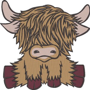 Highland Cow Machine Embroidery Design Pack of Five Highland Cow ...