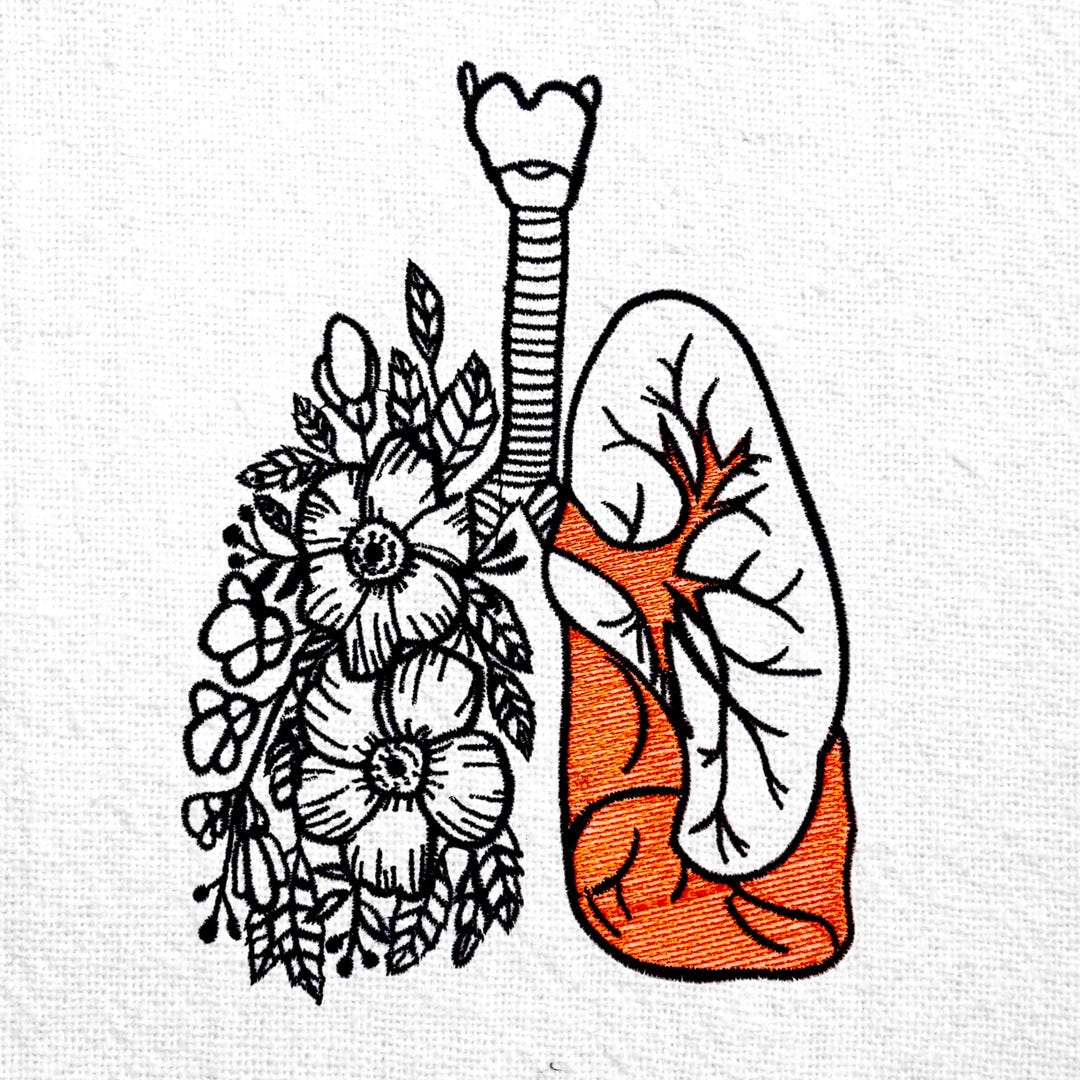 Floral Lungs Machine Embroidery Design Anatomical Flower Embroidery ...