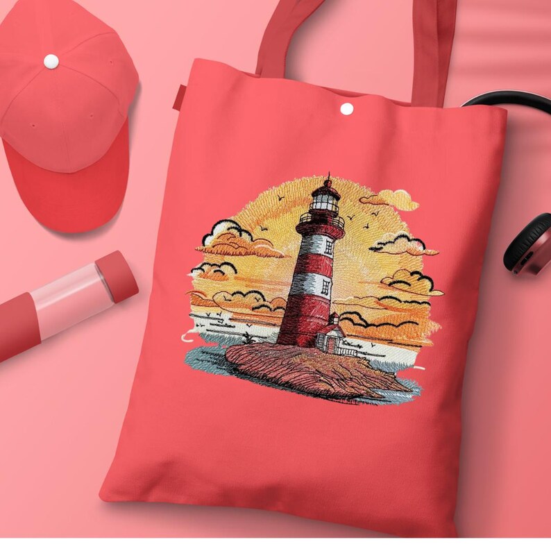 Lighthouse Machine Embroidery Design Seaside Lighthouse Design Ocean ...