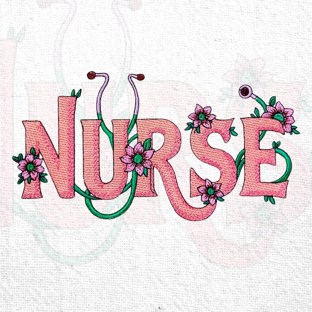 Floral Nurse Embroidery Design Nurse Machine Embroidery Flower Nurse ...