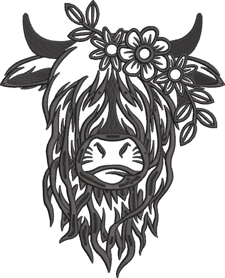 Highland Cow Machine Embroidery Design Pack of Five Highland Cow ...