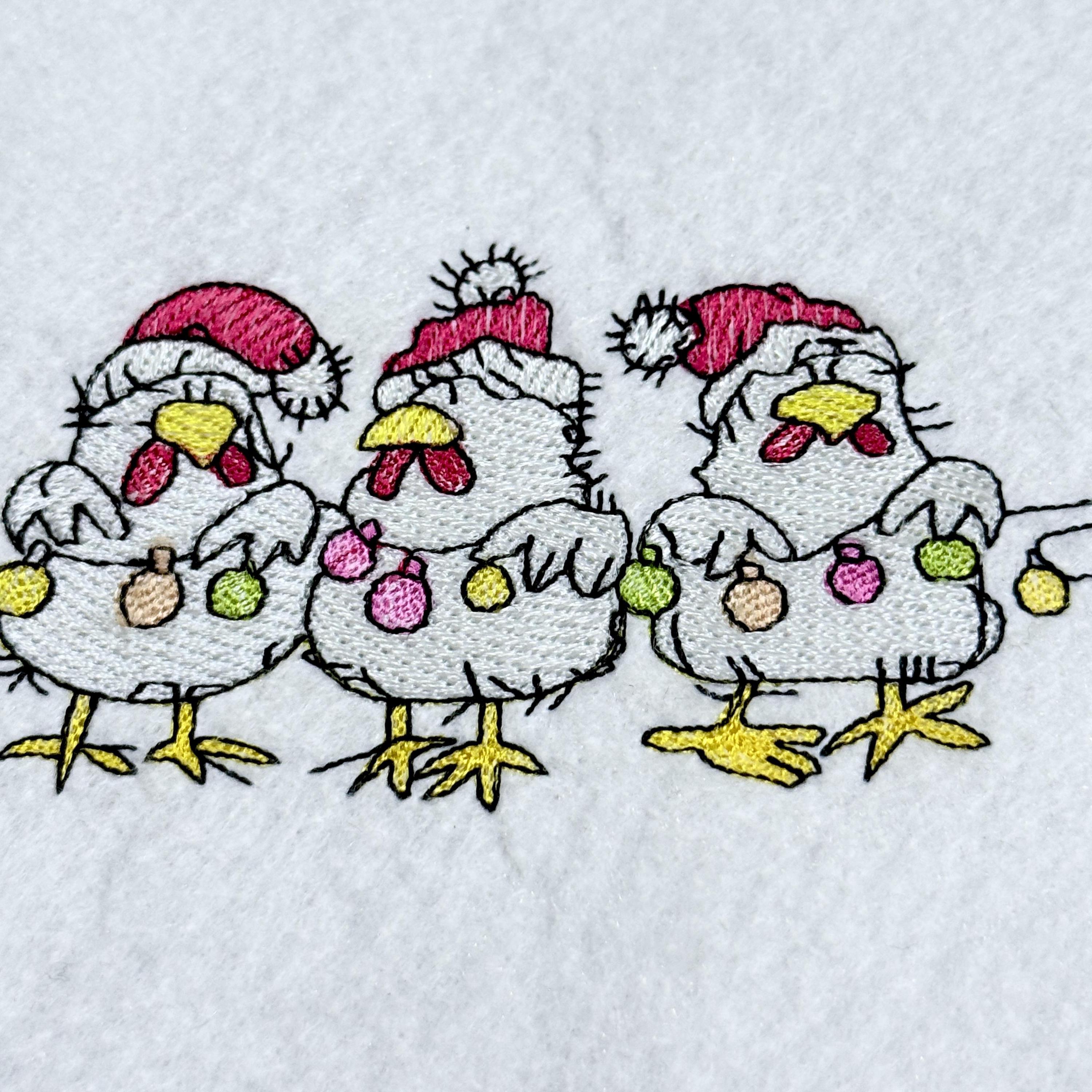Christmas Chickens Embroidery Design Funny Chickens Embroidery File ...