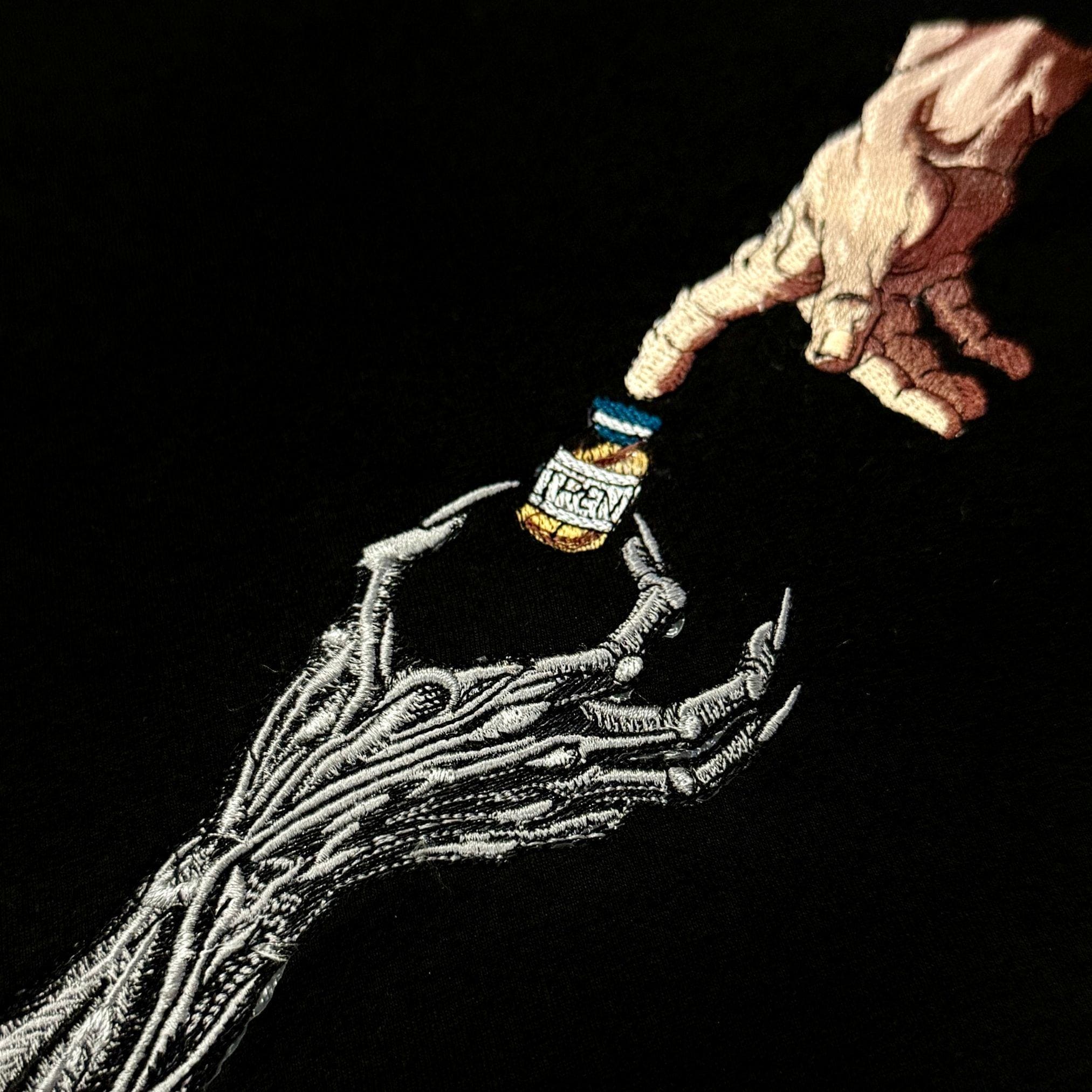 Tren Hand Embroidery Design Skeleton Hand Machine Embroidery Design Darkness Antidote Machine ...