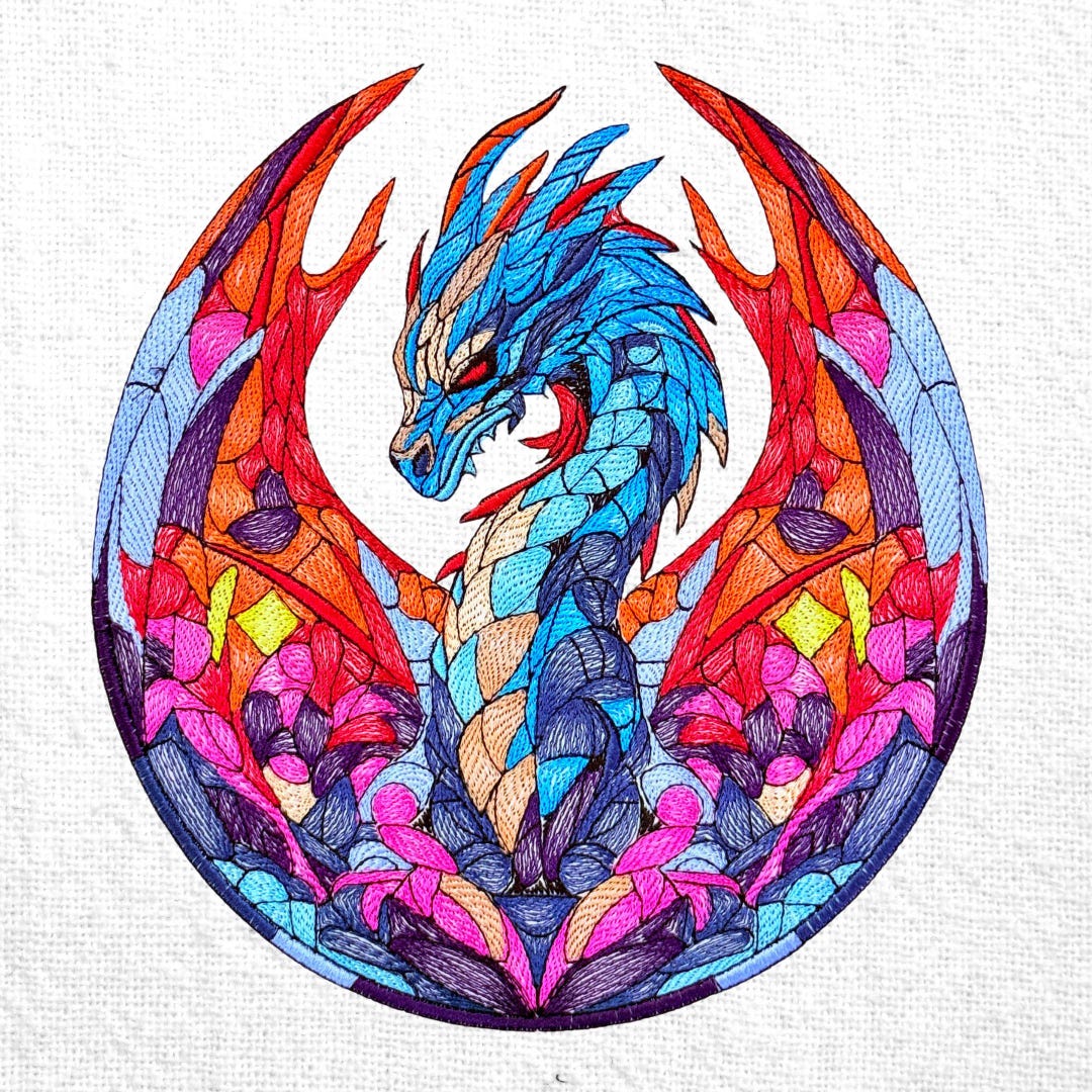 Fantasy Dragon Embroidery Design Dragon Embroidery File Mythical Dragon ...