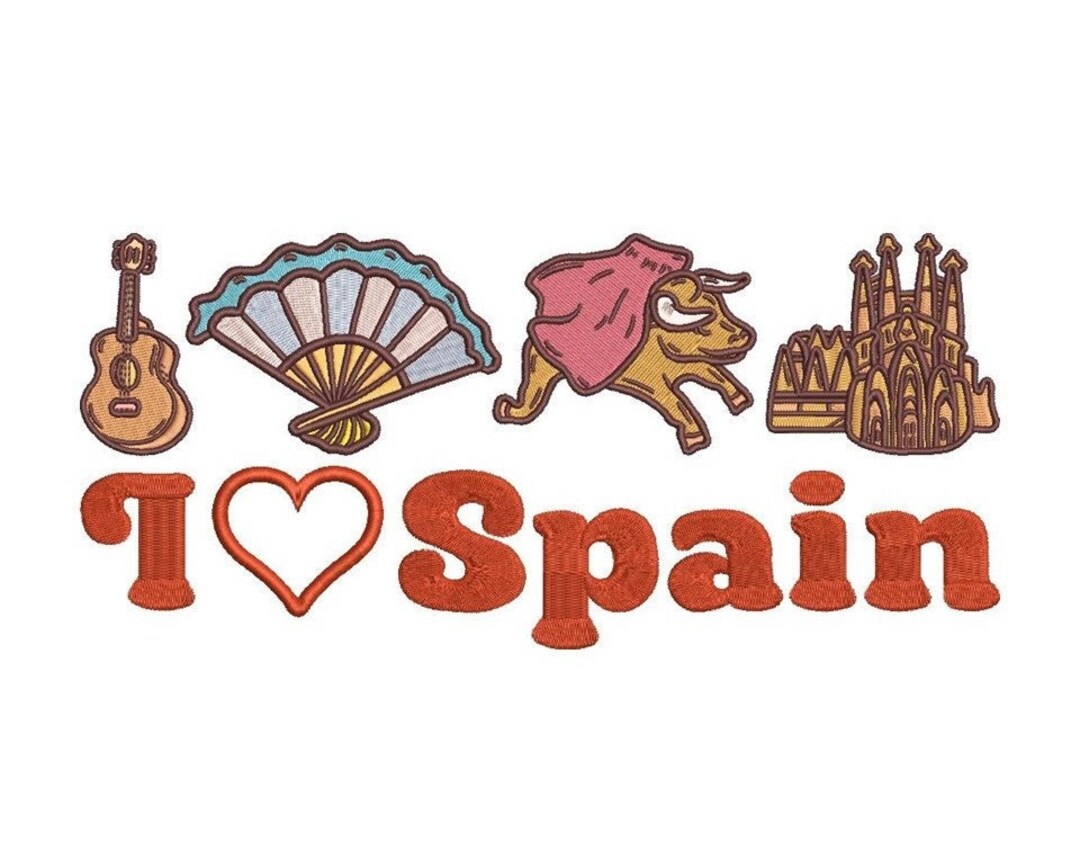 I Love Spain Machine Embroidery I Love Spain Embroidery Design Spain ...