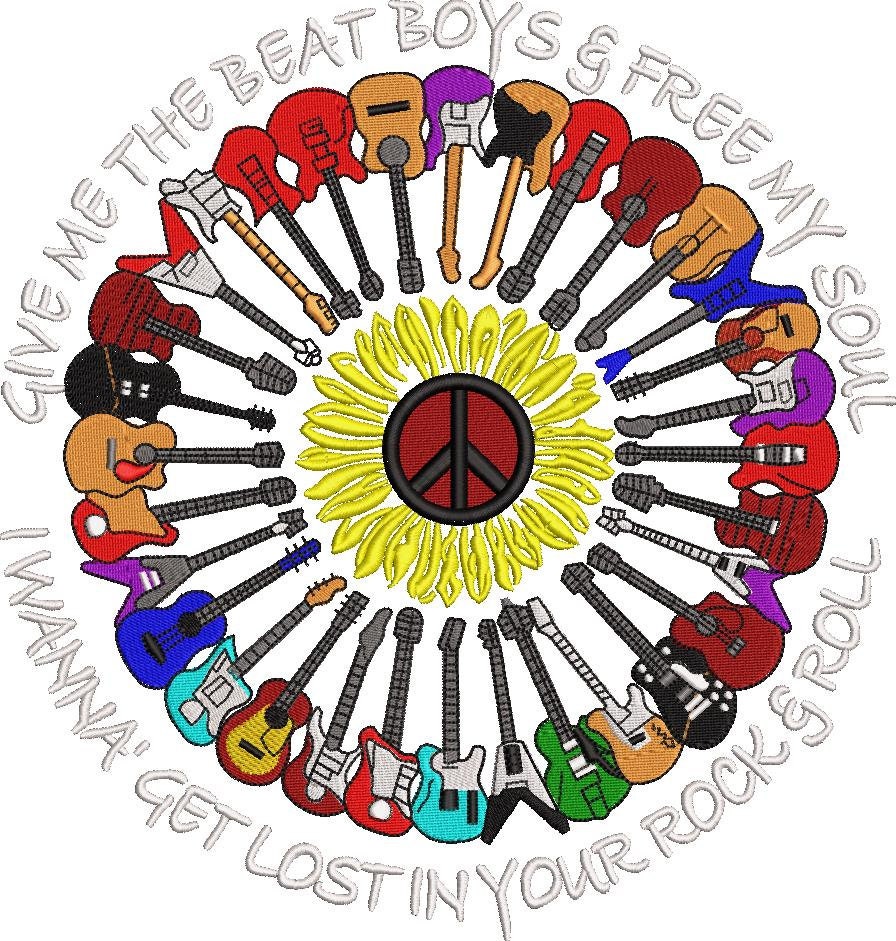 Give Me the Beat Boys Rock and Roll Machine Embroidery Design the Beat ...