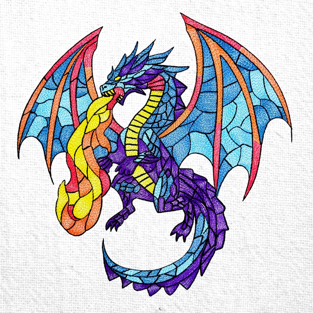 Fantasy Dragon Embroidery Design Mythical Dragon Embroidery Pattern ...