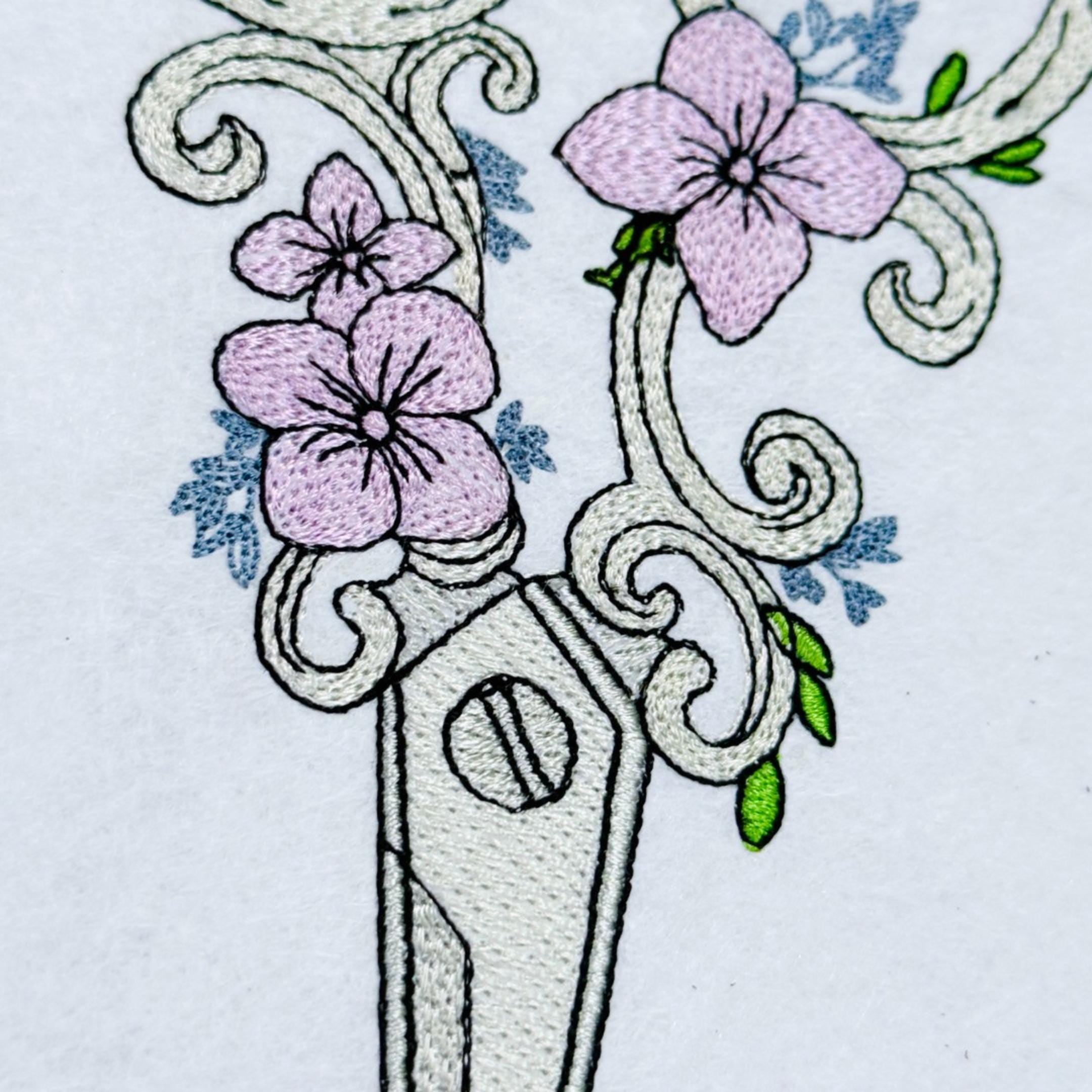 Floral Scissors Machine Embroidery Design Crafting Scissors Embroidery ...