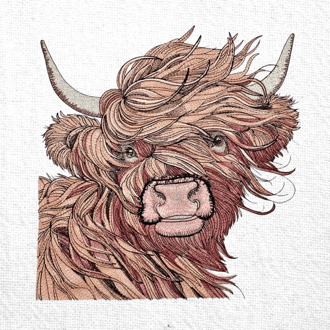 Happy Highland Cow Machine Embroidery Desogm Hairy Scottish Coo ...