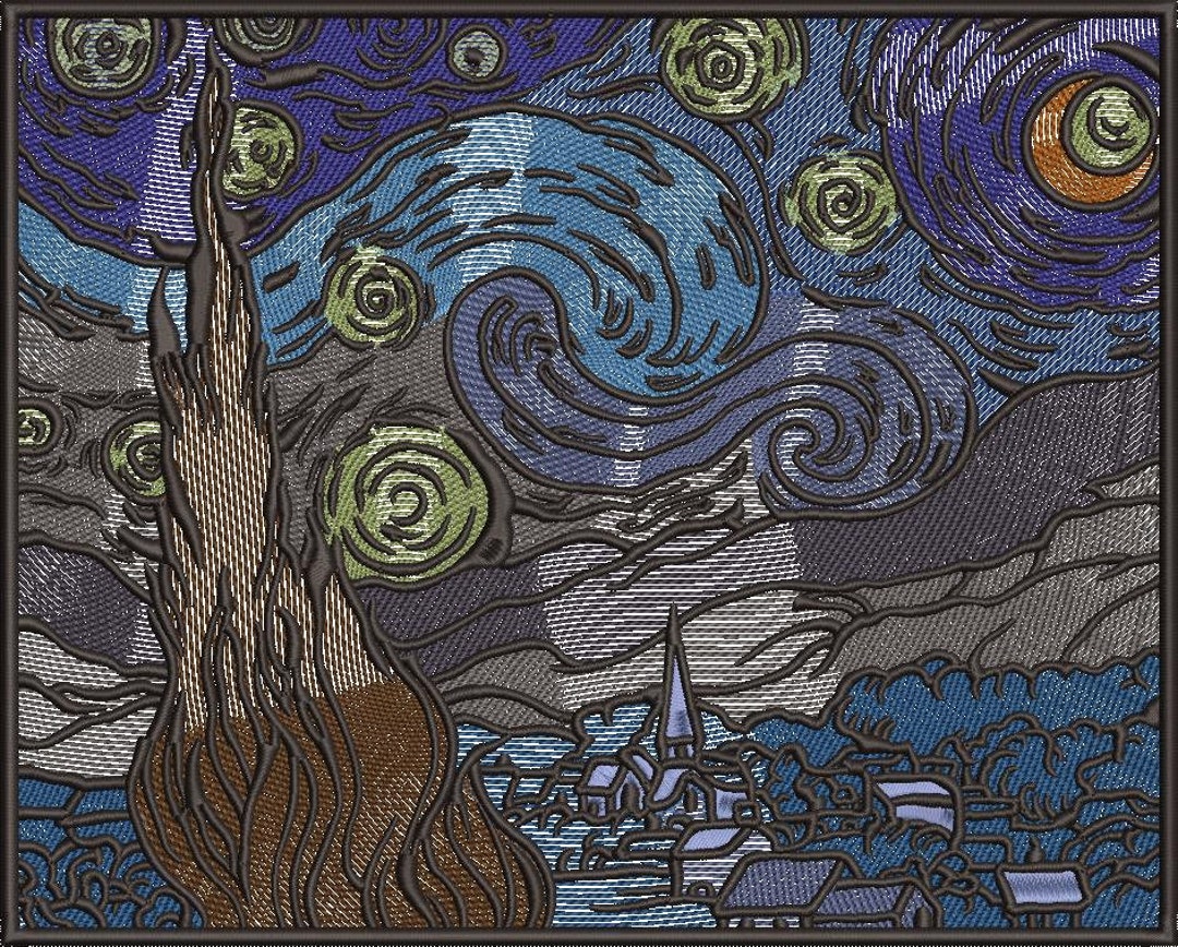 Starry Night Machine Embroidery Design Van Gogh Starry Night Embroidery ...