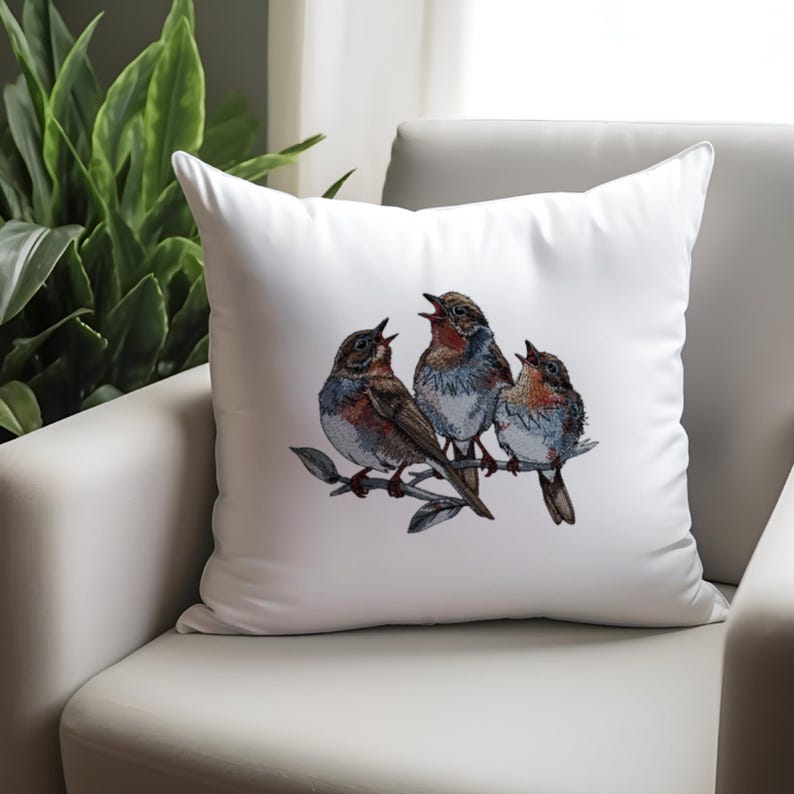 Chirping Birds Machine Embroidery Design Tree Bird on Branch Embroidery ...