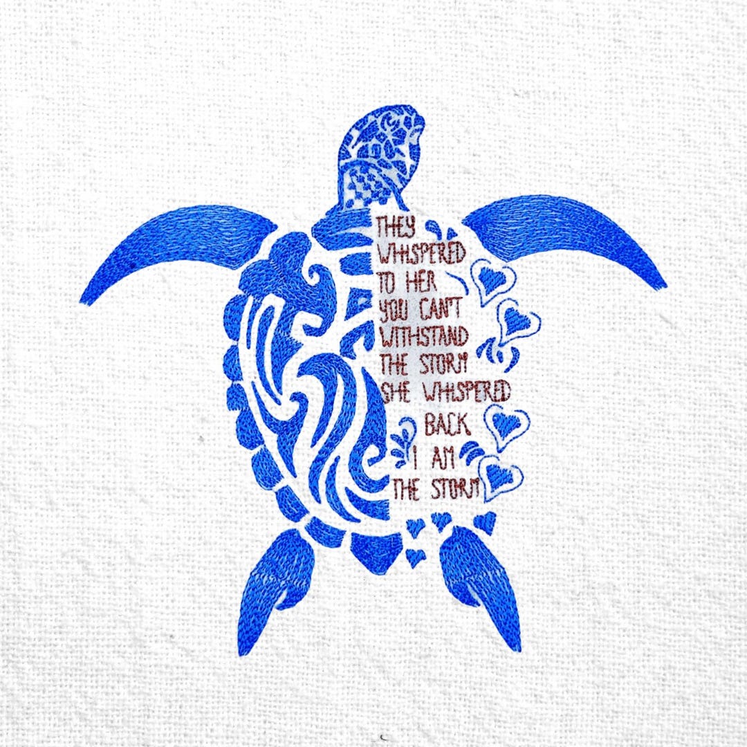 I Am the Storm Turtle Embroidery Design Sea Turtle Embroidery Pattern ...