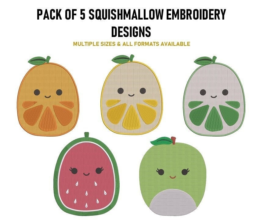 Squishmallow Machine Embroidery Design Pack of Five Squishmallows ...