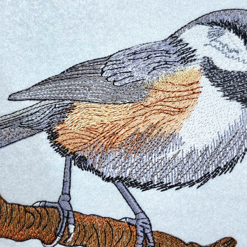 Chickadee Bird Embroidery Design Songbird Woodland Pattern Nature Lover ...