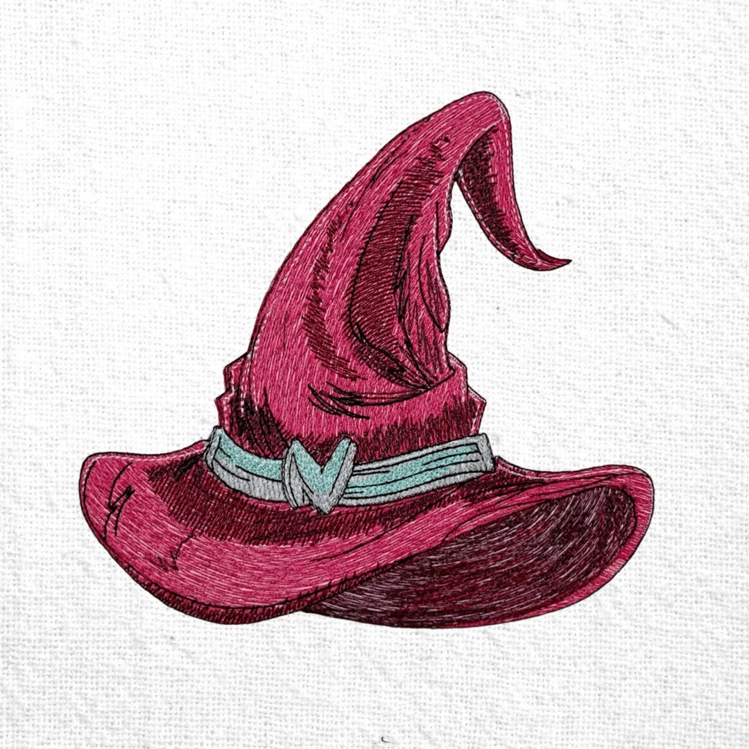 Halloween Witch Hat Embroidery Design Red Witch Hat Embroidery Pattern ...