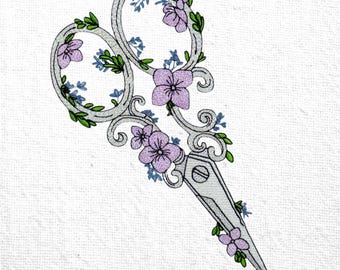 Scissors Machine Embroidery Design File - Etsy