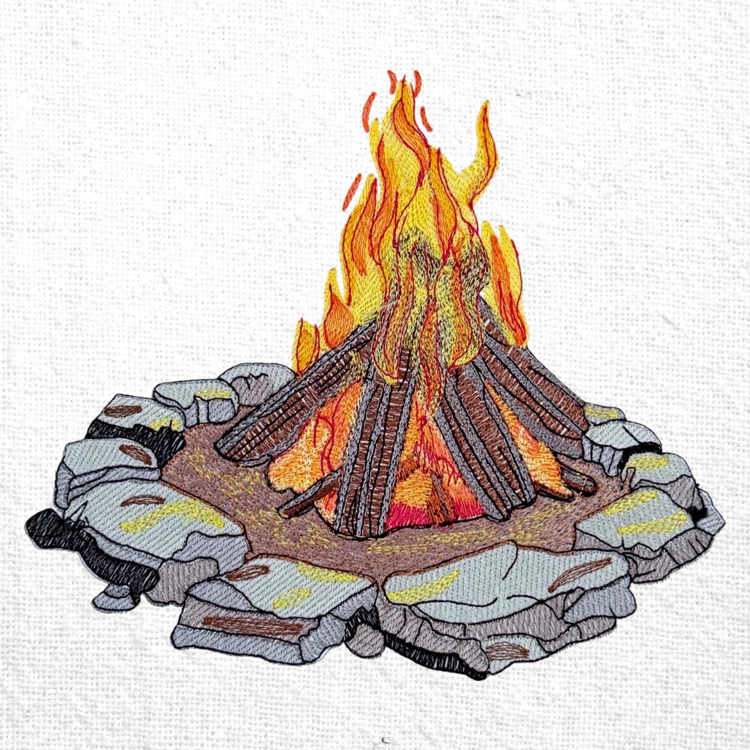 Campfire Embroidery Design Born Fire Embroidery Pattern Adventure ...