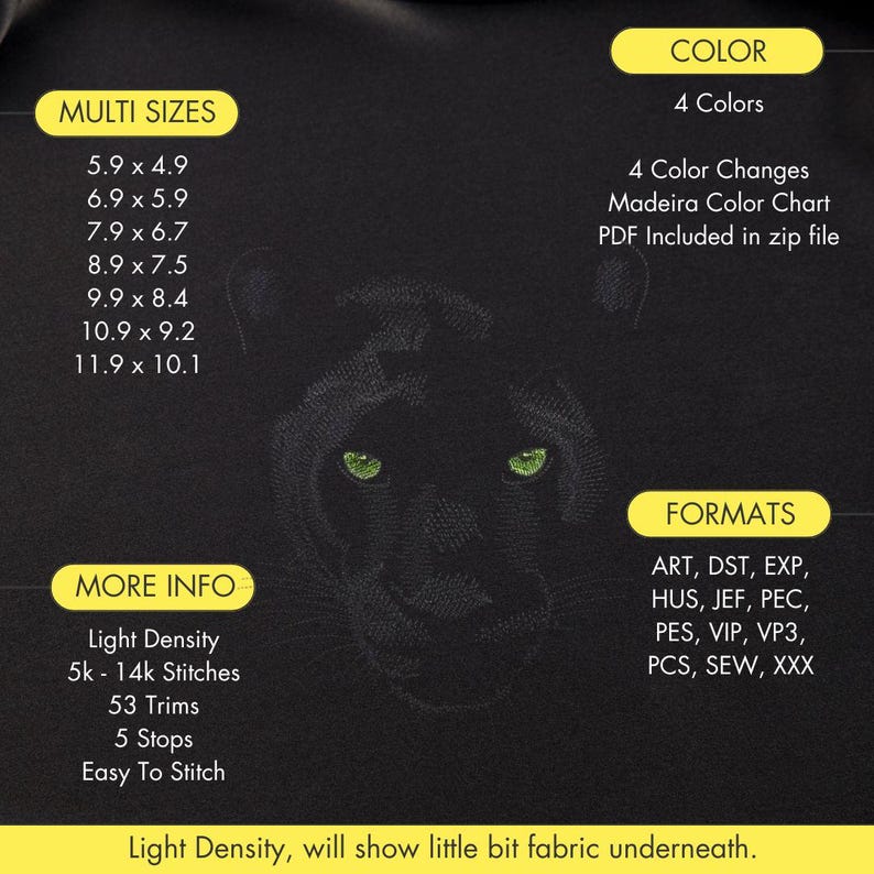 Panther Face Machine Embroidery Design Black Panther Embroidery Animal ...