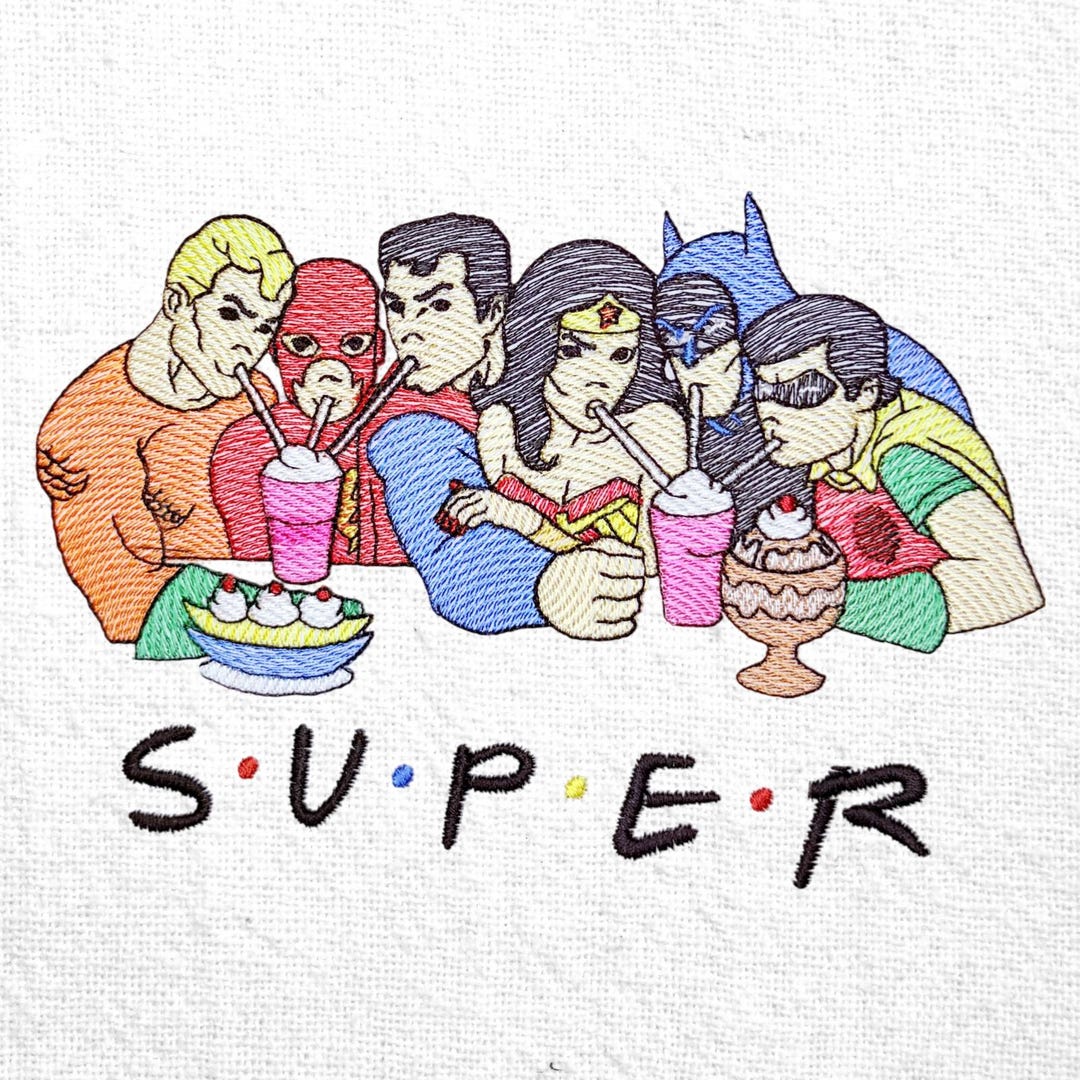 Super Friends Machine Embroidery Design Comic Book Embroidery Pattern ...