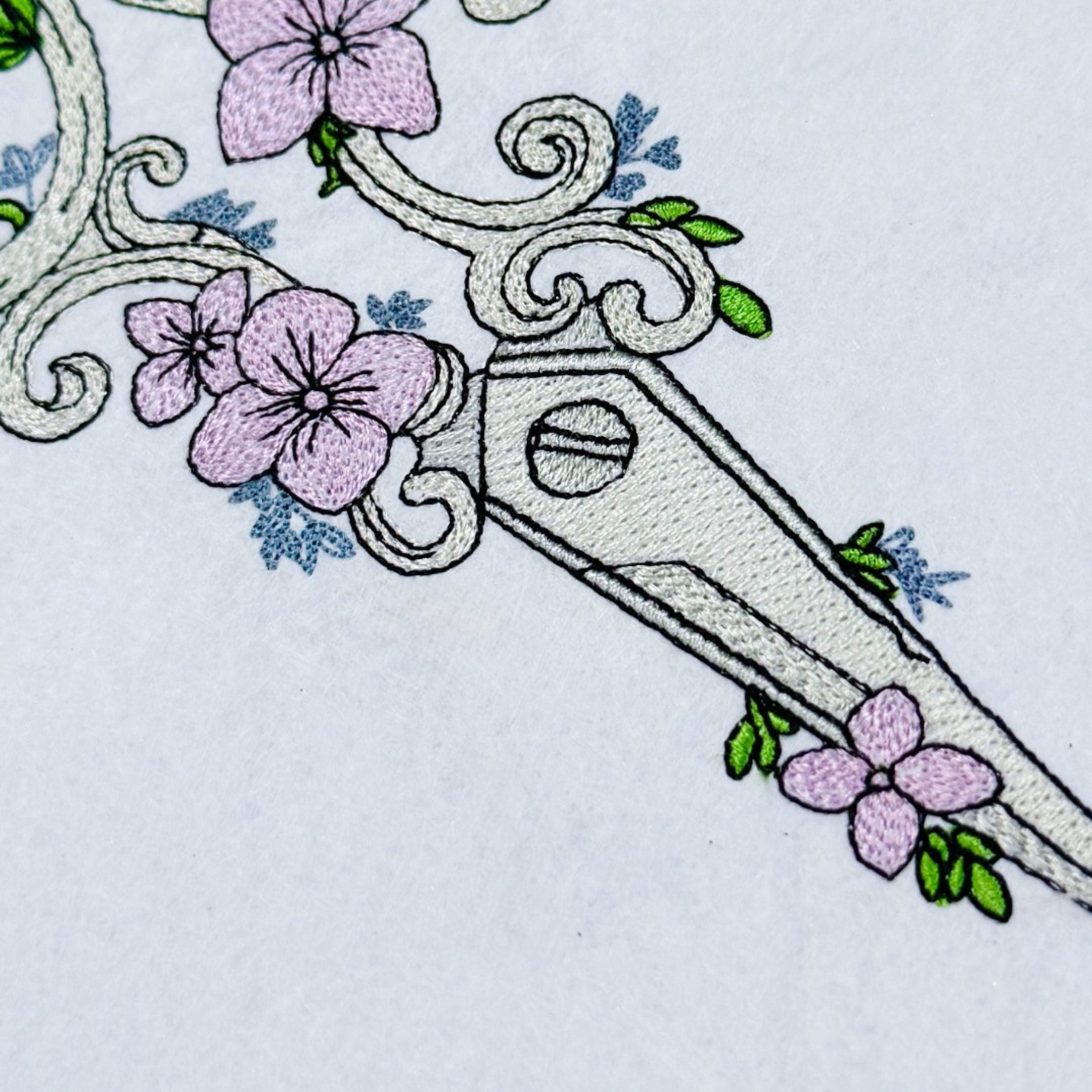 Floral Scissors Machine Embroidery Design Crafting Scissors Embroidery ...