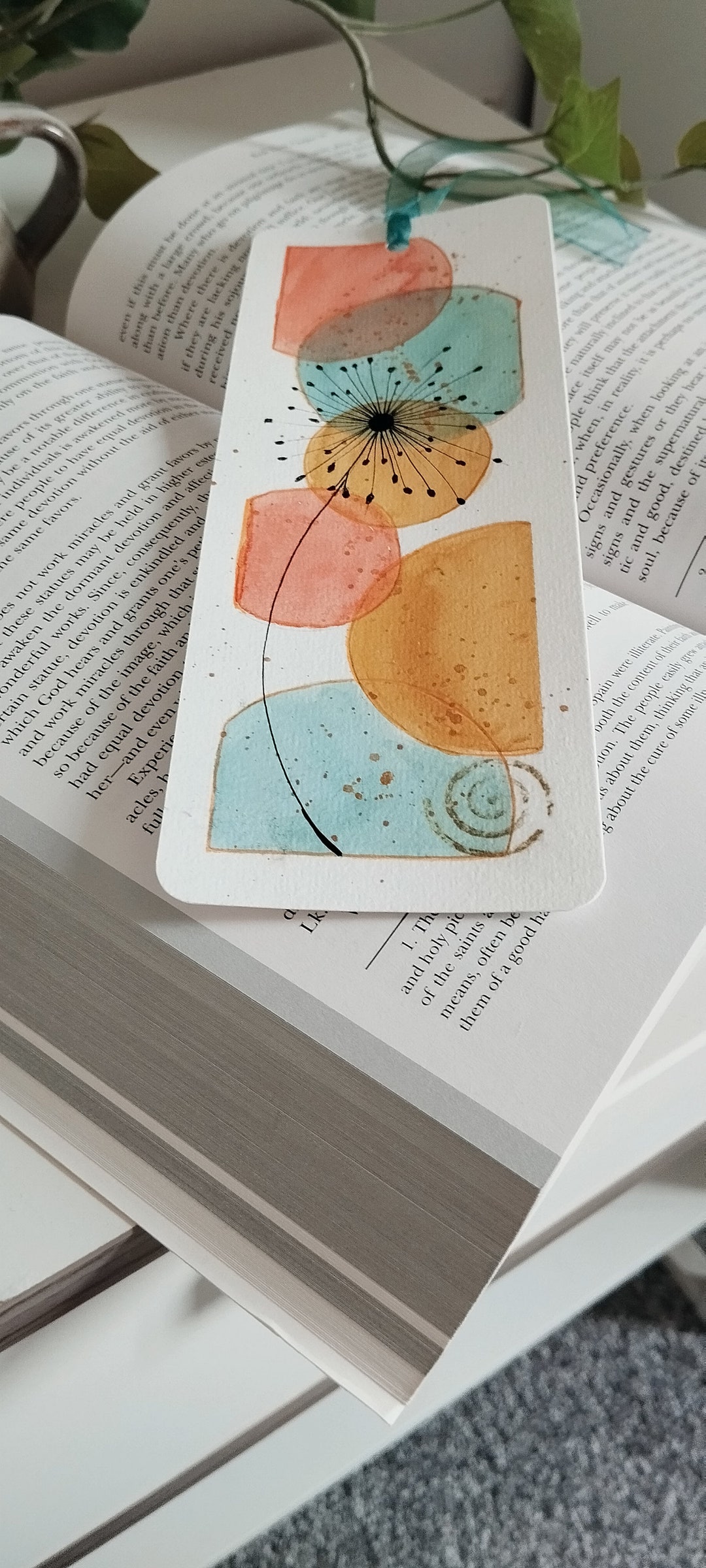 Unique Hand Painted Bookmark With Ribbon. - Etsy