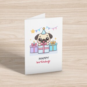 Cute Pug Birthday Card Print at Home Pug Clipart Pug Png - Etsy
