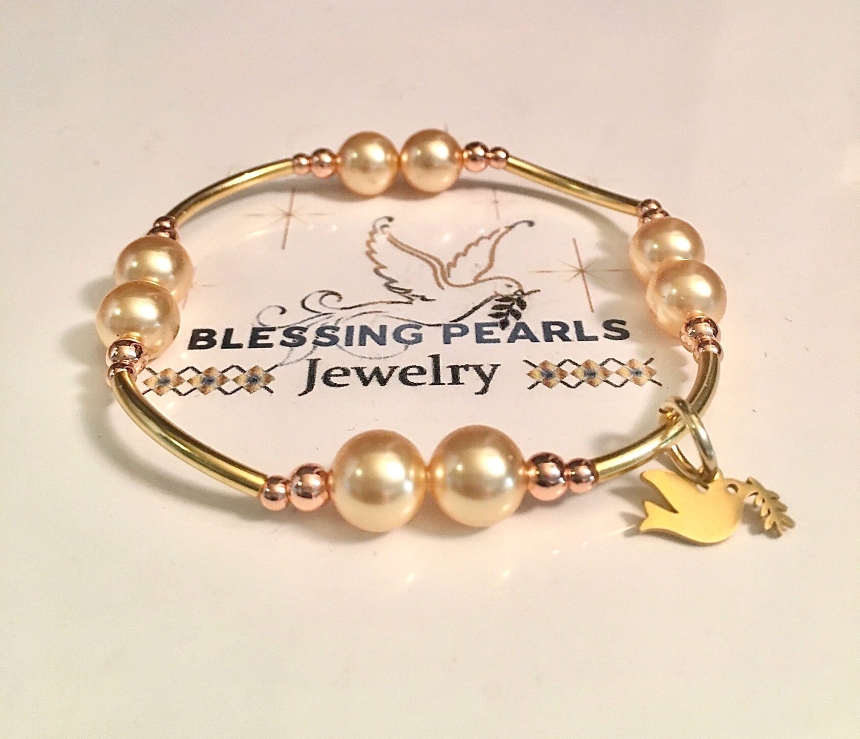 For Smaller Wrist, Size 6 Double Blessing Pearls Bracelet, 14K Gold ...