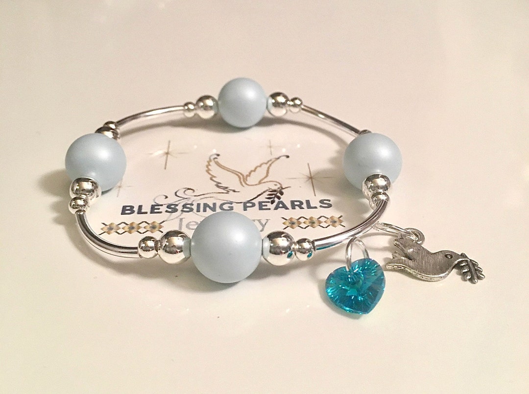 Elegant! Swarovski Pearls 925 Sterling Blessing Blue Mist Crystal Pearl ...