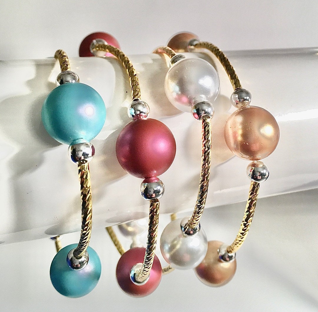 18K Glam Bracelet Blessing Pearls, Swarovski Heart, Gold Plate, Dove of ...