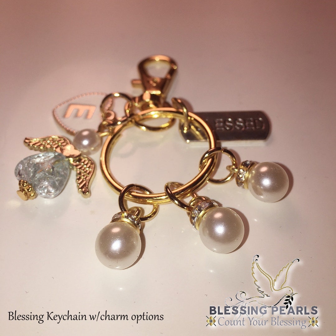 Gold Blessing Pearls Keychains Jewelry Accessory, Elegant W/ Charm ...