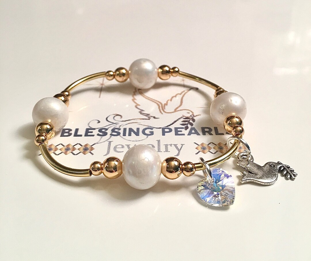 Elegant! White Natural Freshwater Pearls, 14K Gold Plate Over Sterling ...