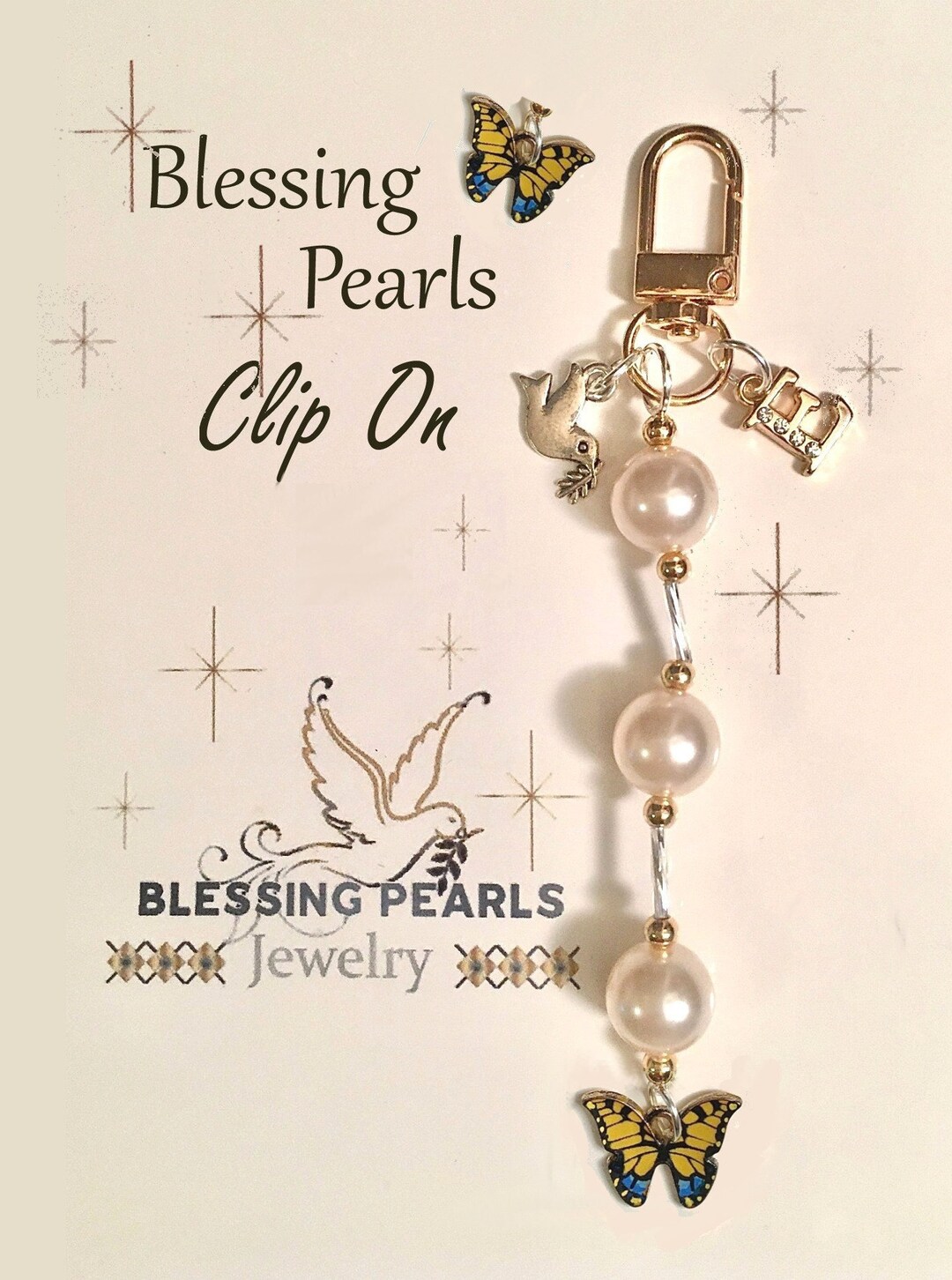 Blessing Pearls Tiger Swallowtail Butterfly Clip On, Crystal Pearls ...