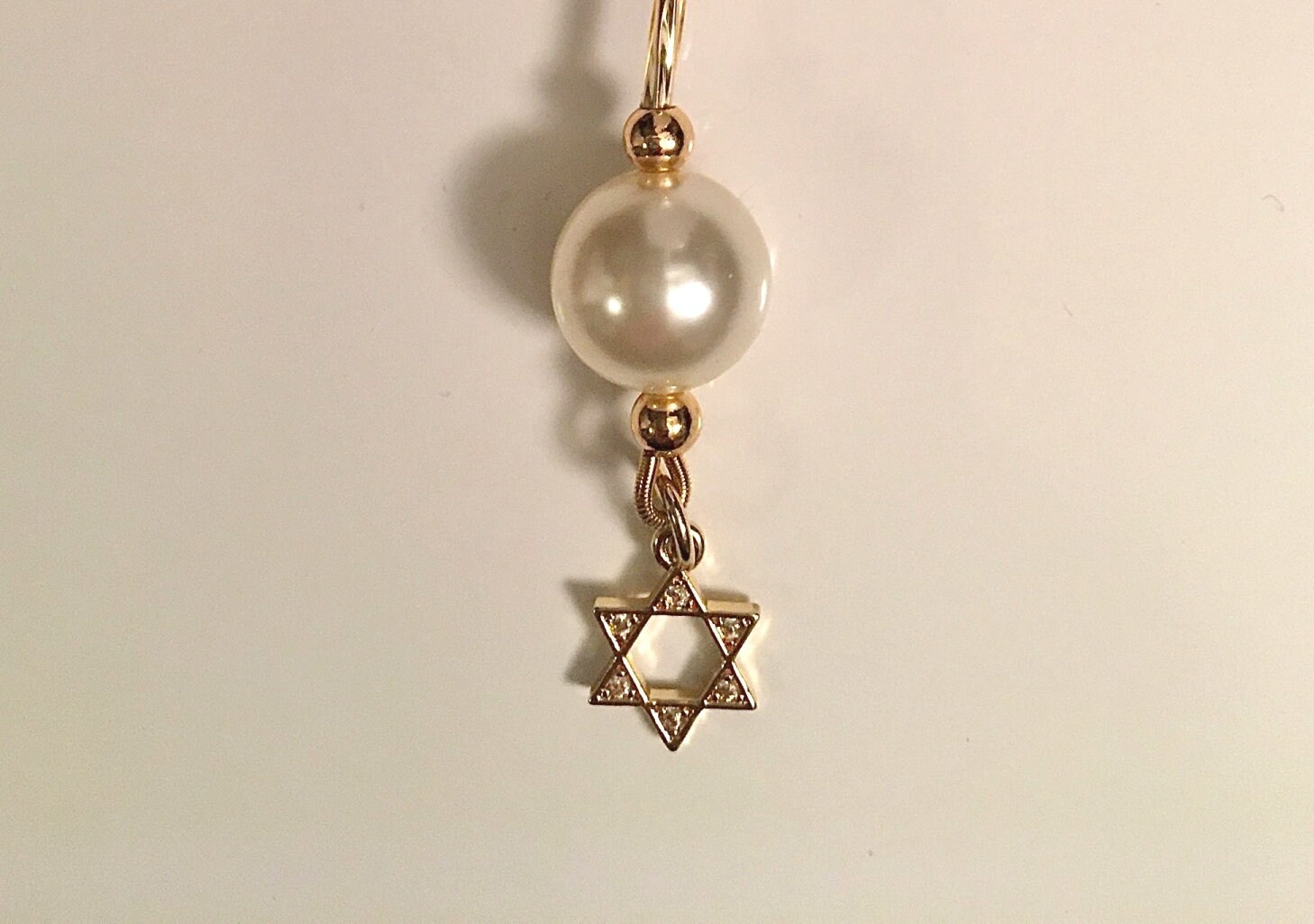 Star of David Blessing Pearls Necklace, 14K Gold Plated Star of David ...