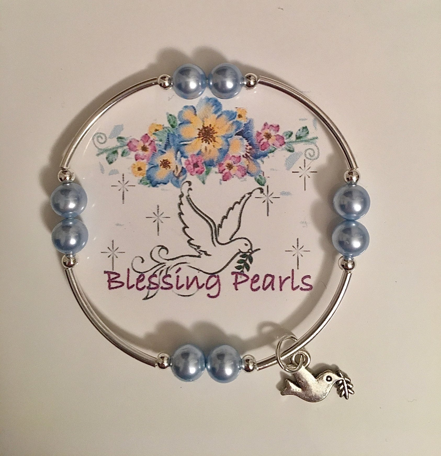 Dainty 925 Sterling Silver Blessing Pearls Bracelet, Blue Ice Pearls ...