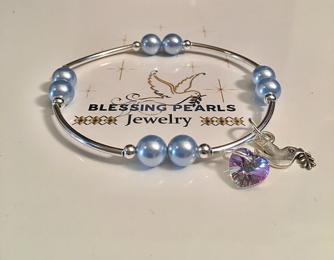 Dainty 925 Sterling Silver Blessing Pearls Bracelet, Blue Ice Pearls ...