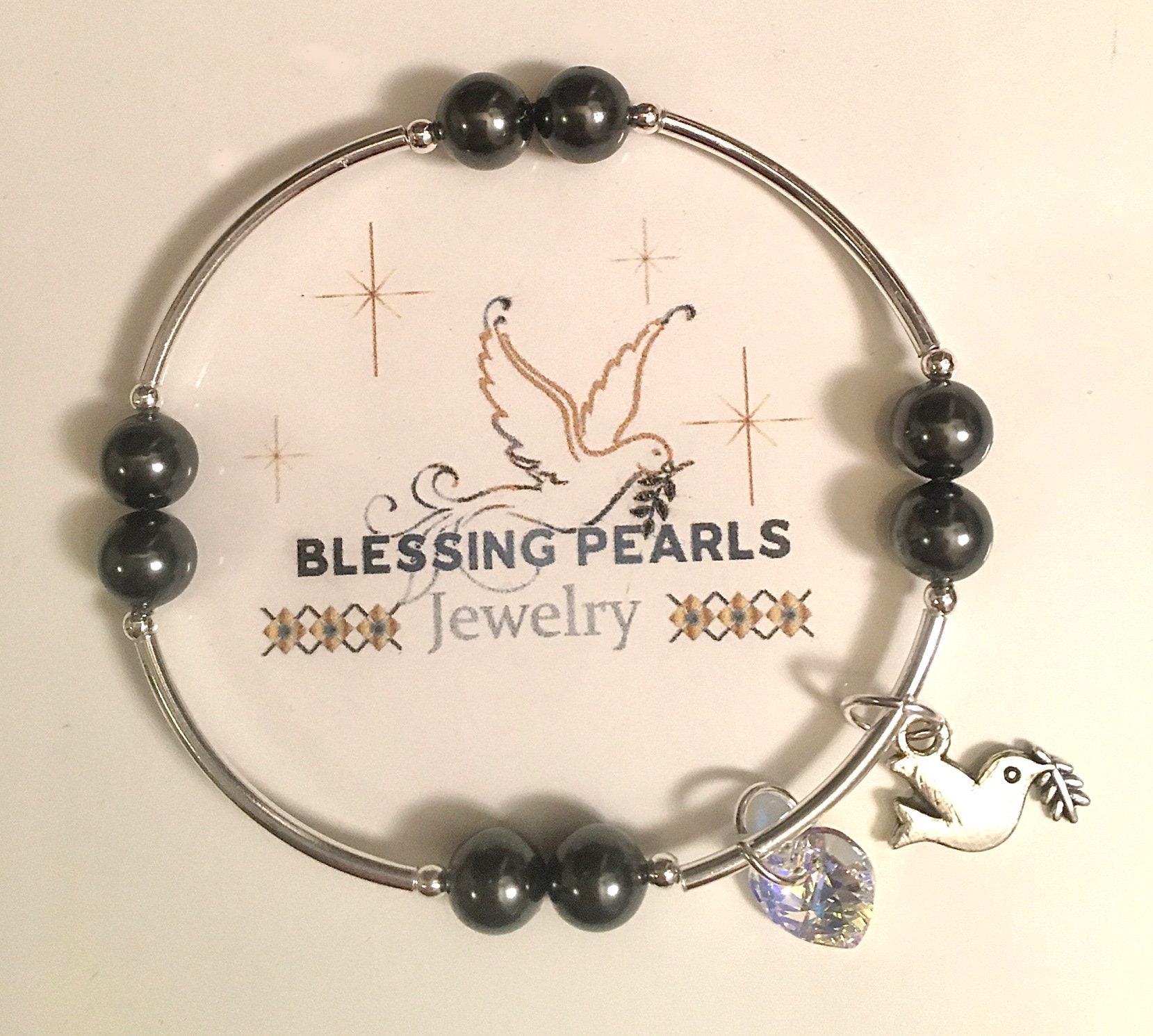 Dainty 925 Sterling Silver Blessing Pearls Bracelet, Swarovski Crystal ...