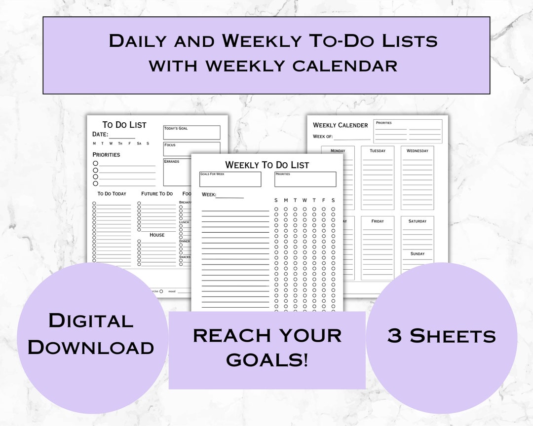 Daily To-do Checklist With Space to Track Food, Errands and Future To ...