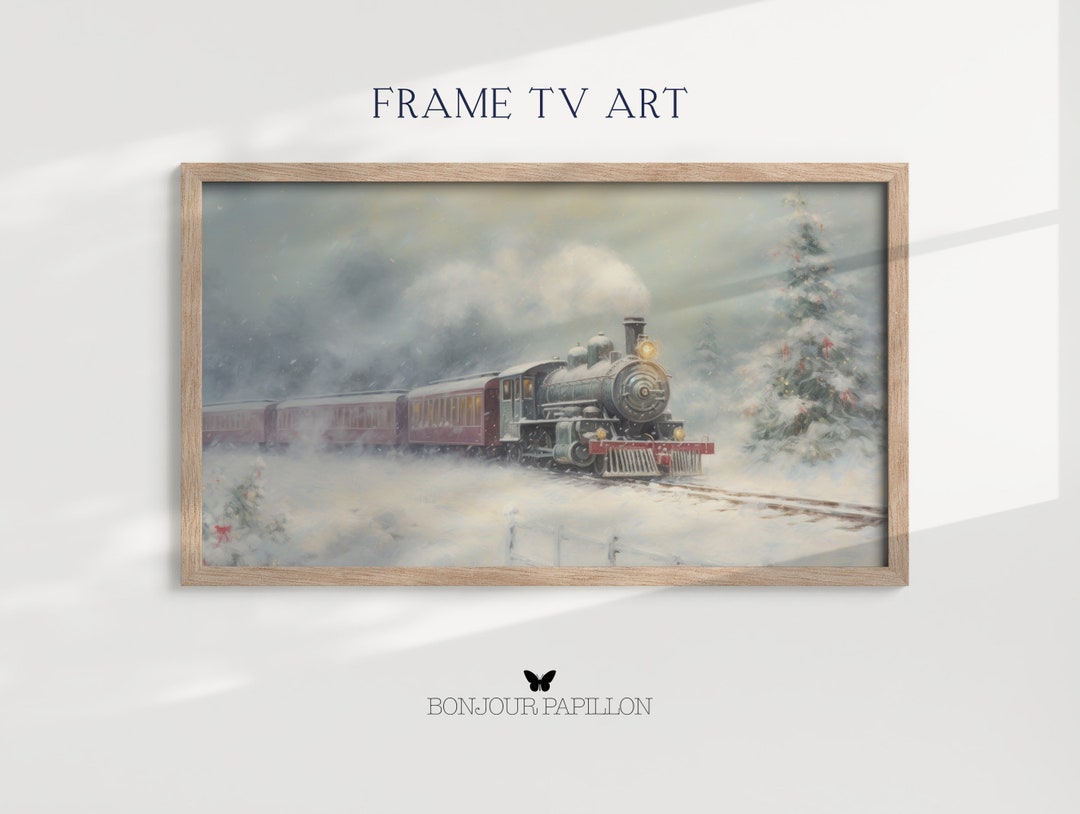 Vintage Christmas Artwork Frame TV Christmas Steam Train - Etsy