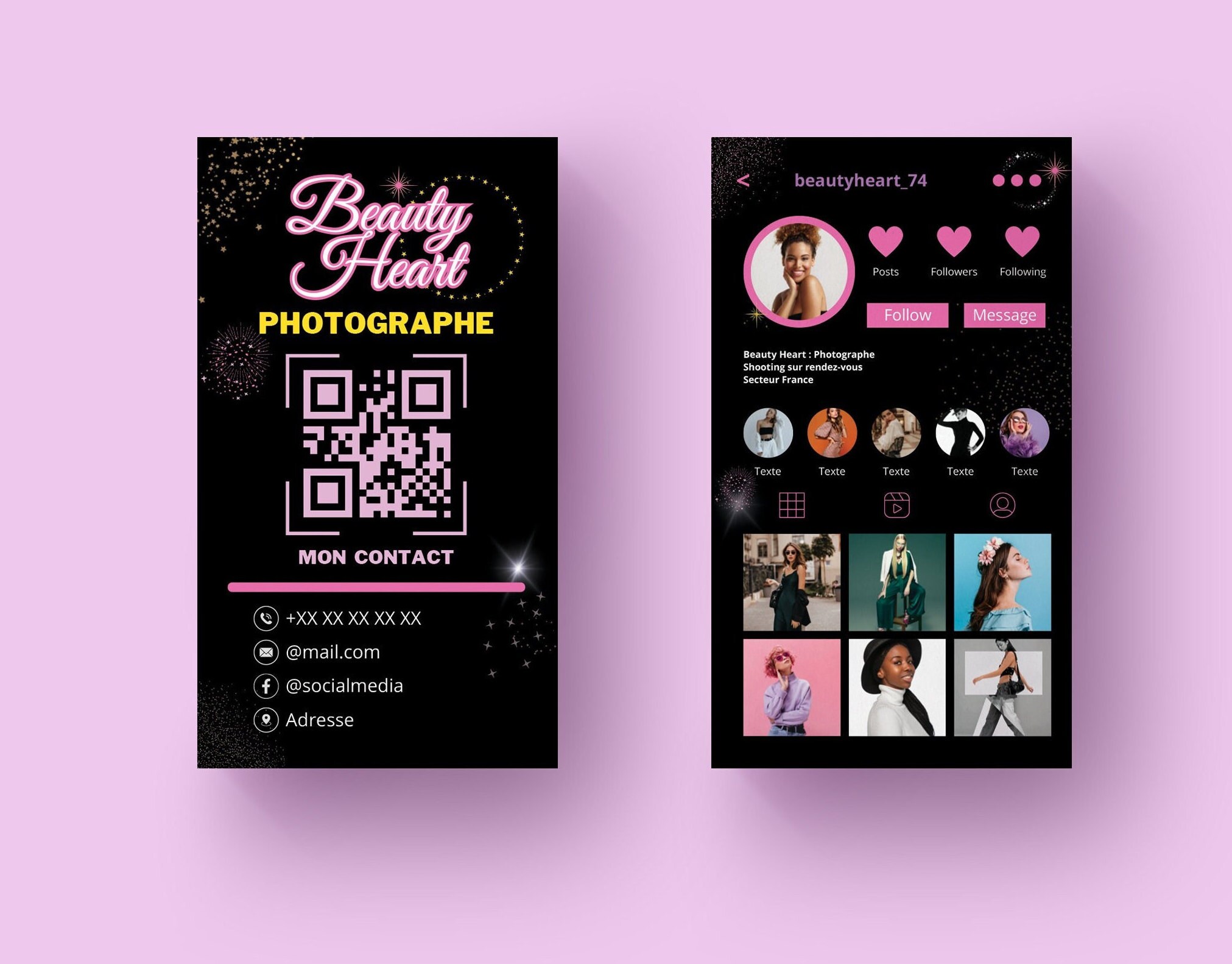 Instagram Card, Canva Model Business Card, Prepared and Editable ...